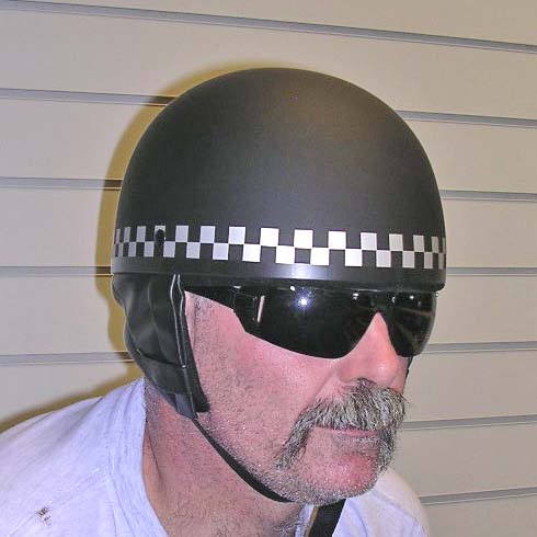 DOT Retro Style Silver Checkered Helmet British Pudding basin helmet ...