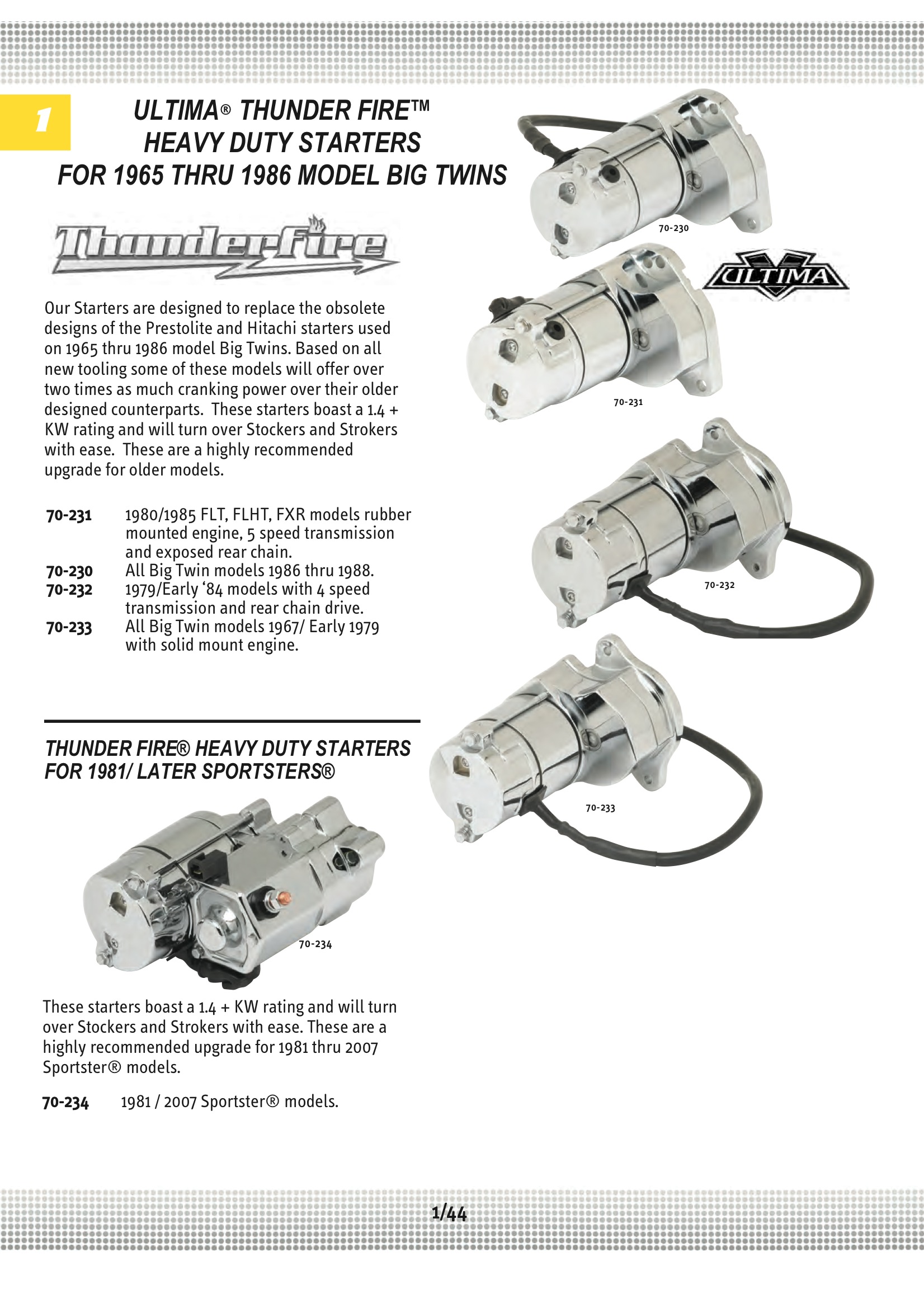 Ultima THUNDER FIRE STARTER ALL; BT 86/88 Midwest 70-230