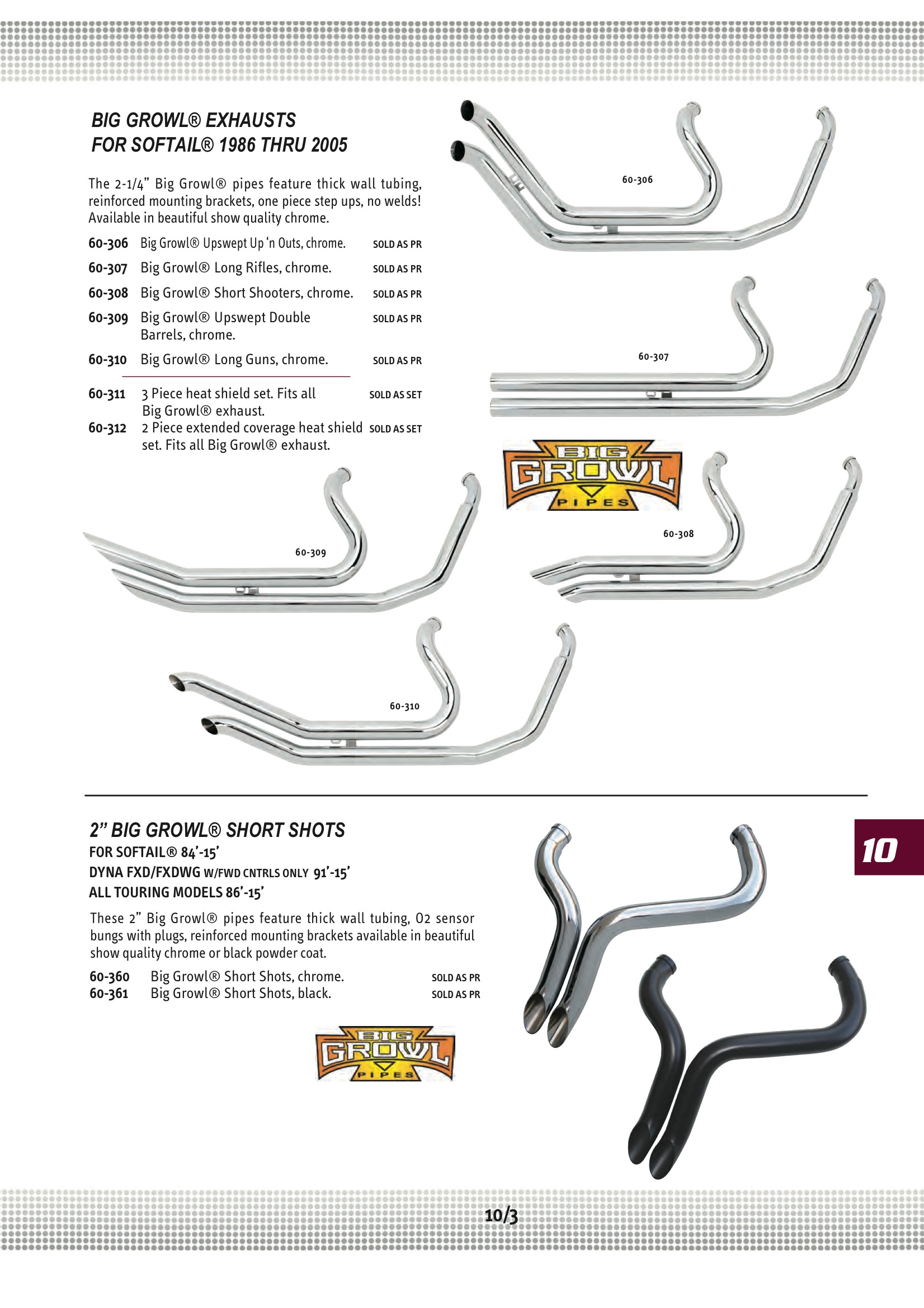 Ultima BIG GROWL EXHAUST 86-UP;LONG GUNS Midwest 60-310