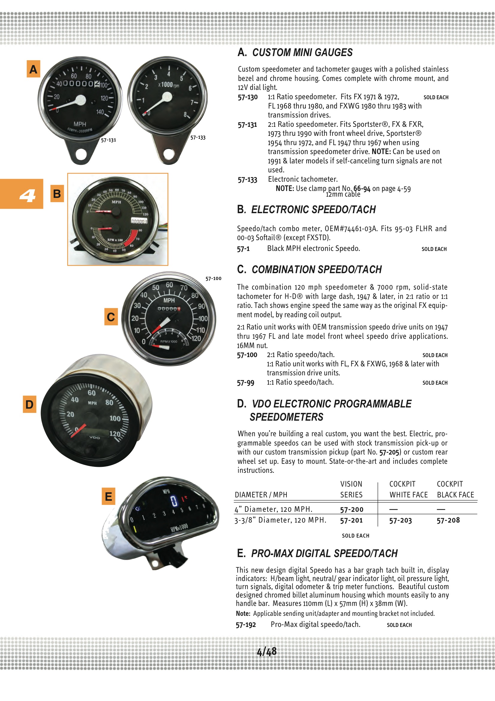 Ultima SPEEDOMETER W/TACH 2-1; Midwest 57-100