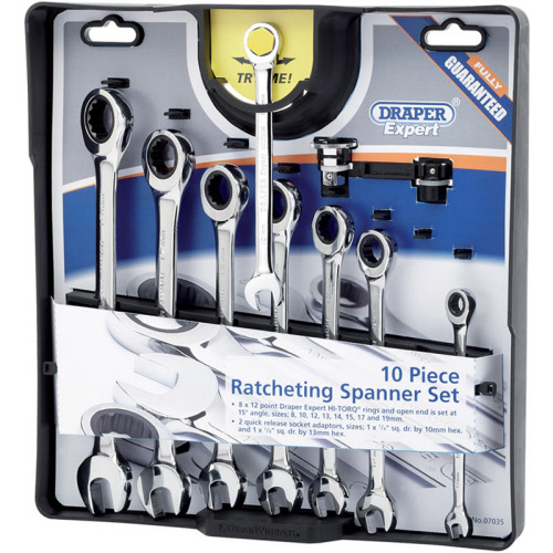 Expert 10 piece Draper Expert Hi-Torq® Metric Ratcheting Combination ...