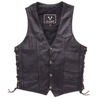 Bikers Cut Off Vest One Piece Back Panel leather top quality USA for ...